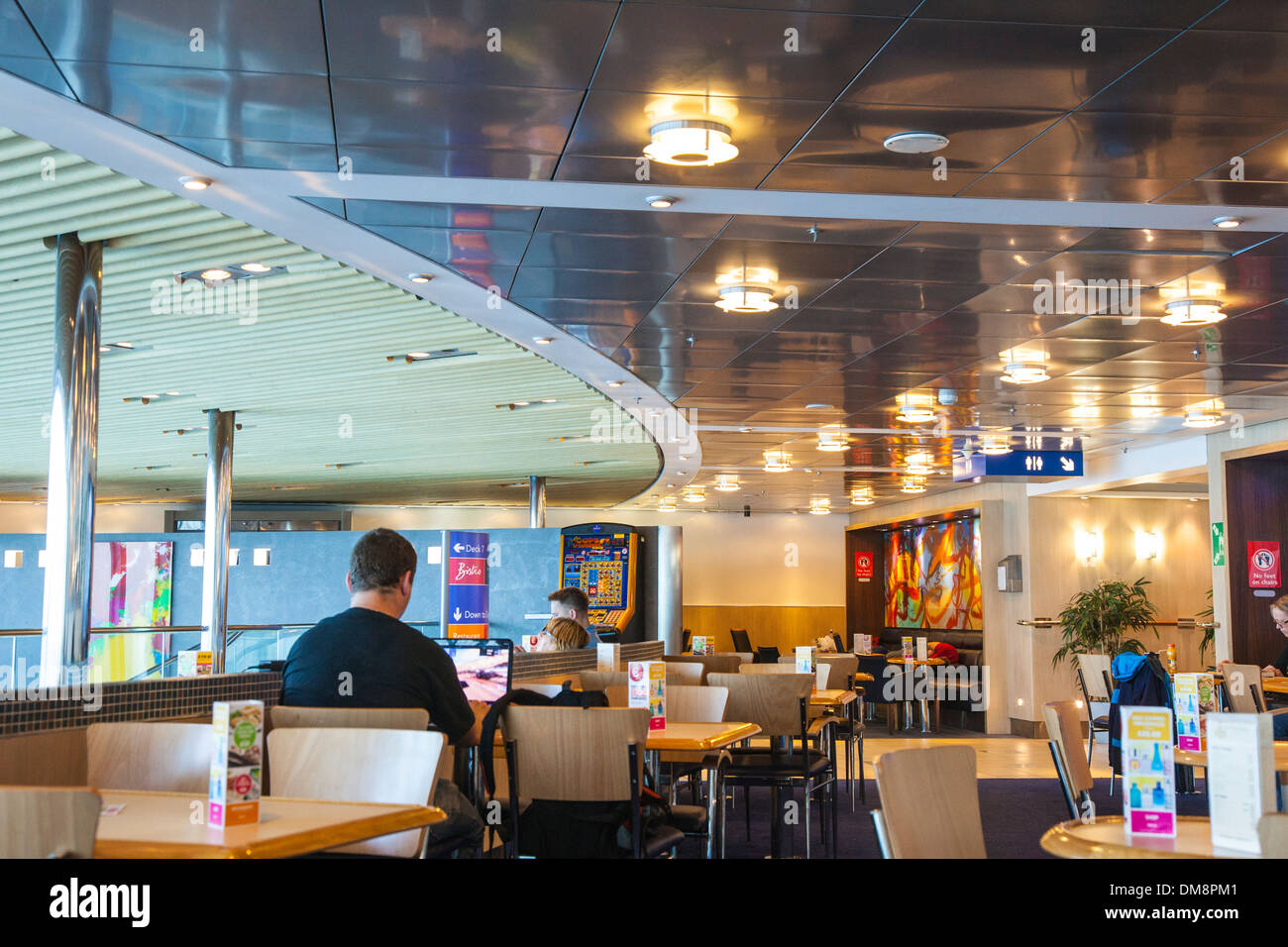 Cafe bar onboard a cross channel ferry from Dover to Calais Stock Photo ...