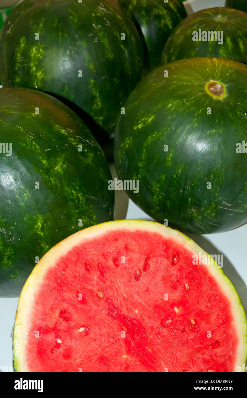 Watermelon cut to half Stock Photo - Alamy