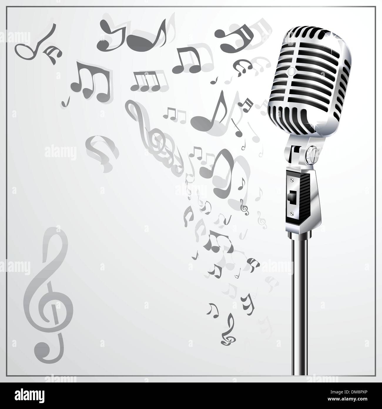 Vintage microphone, musical notes hi-res stock photography and images ...