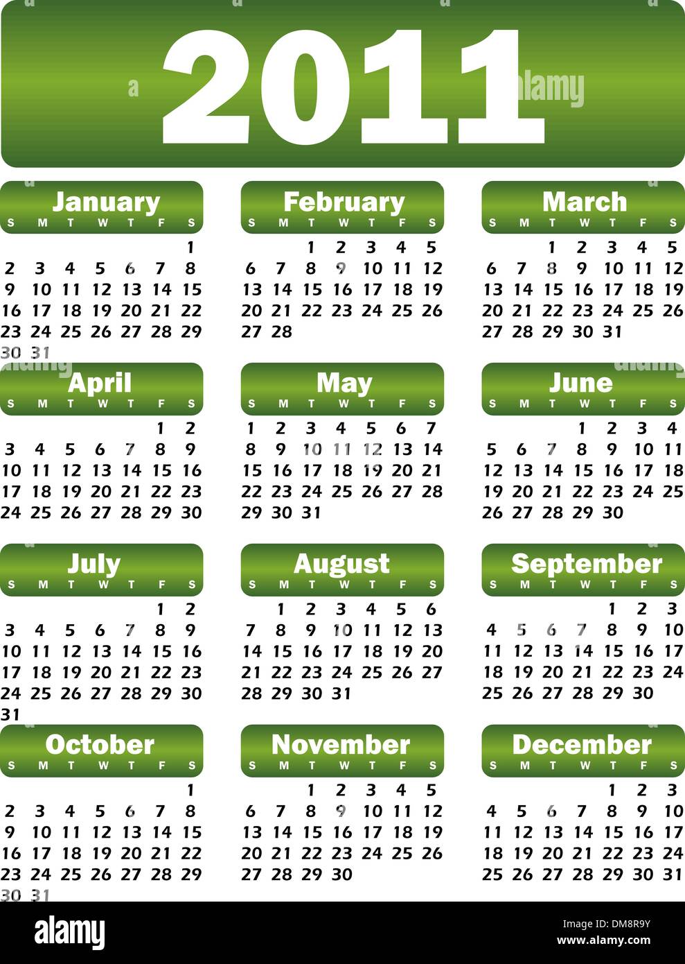 calendar for 2011 green Stock Vector Image & Art - Alamy