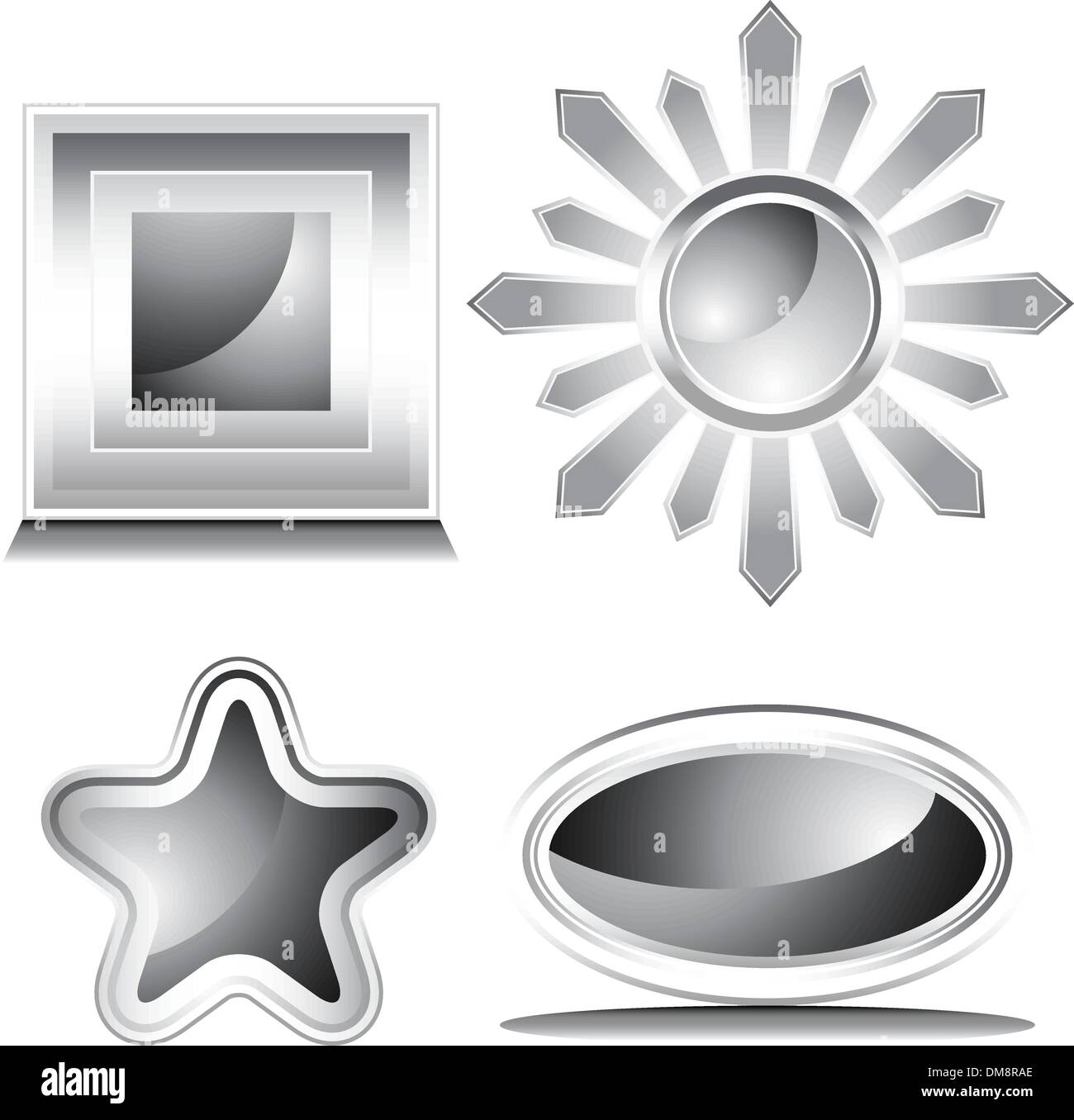 Black and White Shiny Icon Set Stock Vector Image & Art - Alamy