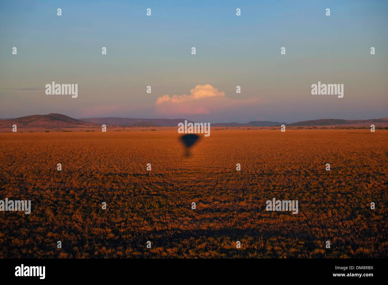 A hot air balloon cast a shadow over the Serengeti National Park ...