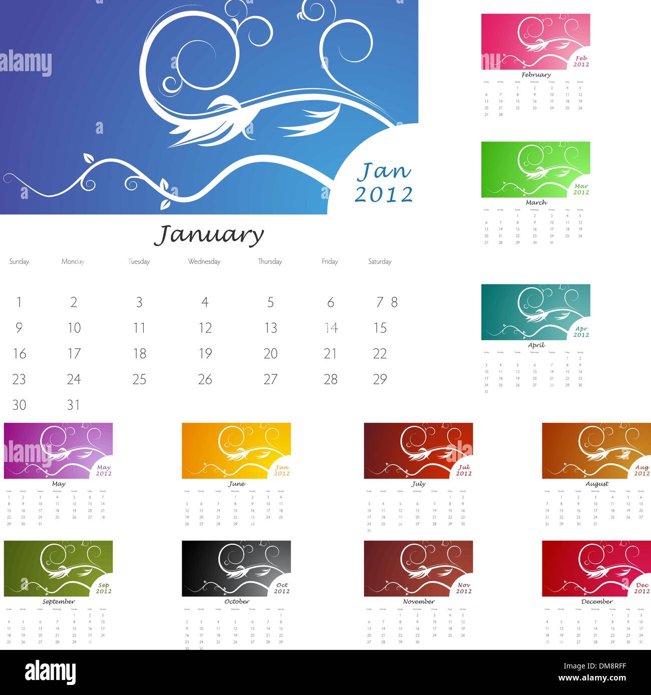 Elegant monthly planner calendar Stock Vector Images - Alamy