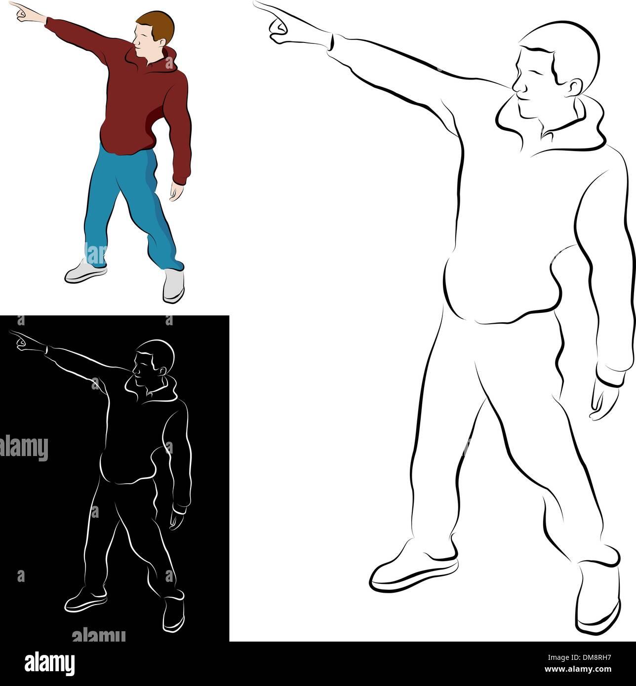 Black White Drawing Hand Pointing High Resolution Stock Photography and ...