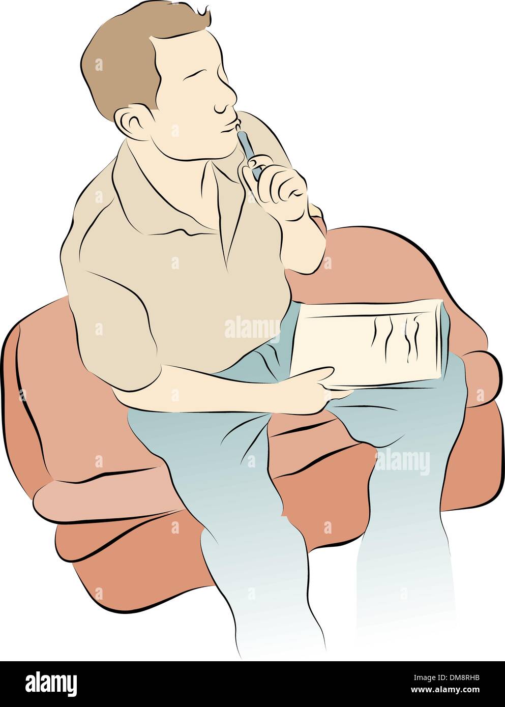Man Thinking While Writing Stock Vector Image & Art - Alamy