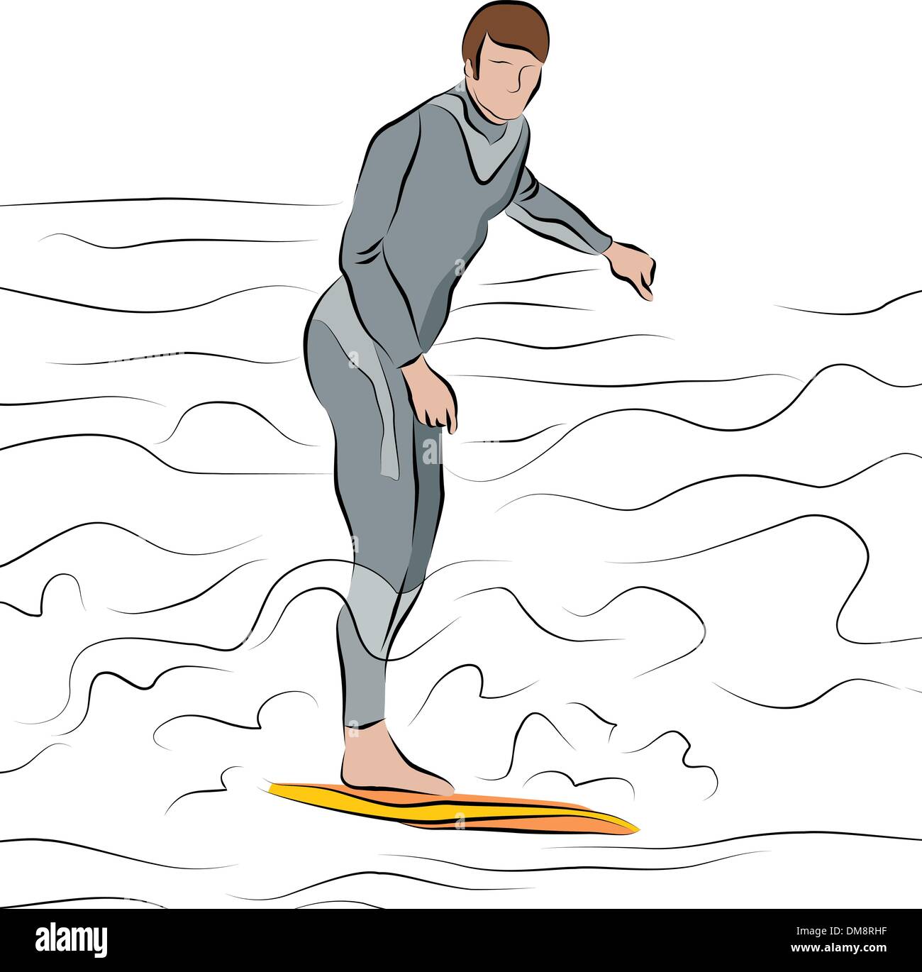 Man Surfing on Surfboard Line Drawing Stock Vector Image & Art - Alamy