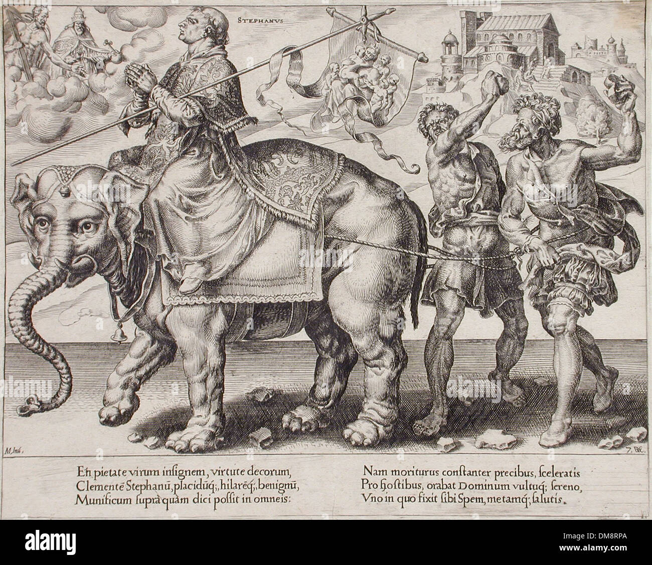 This artwork depicts the *Stoning of Saint Stephen*, one of the ...