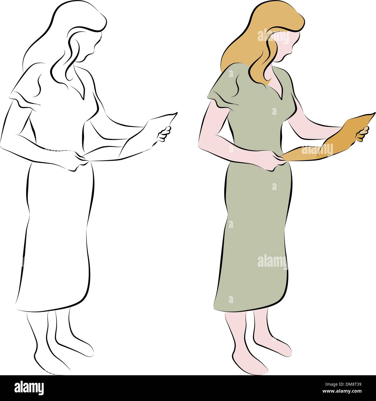 Woman reading document Cut Out Stock Images & Pictures - Alamy