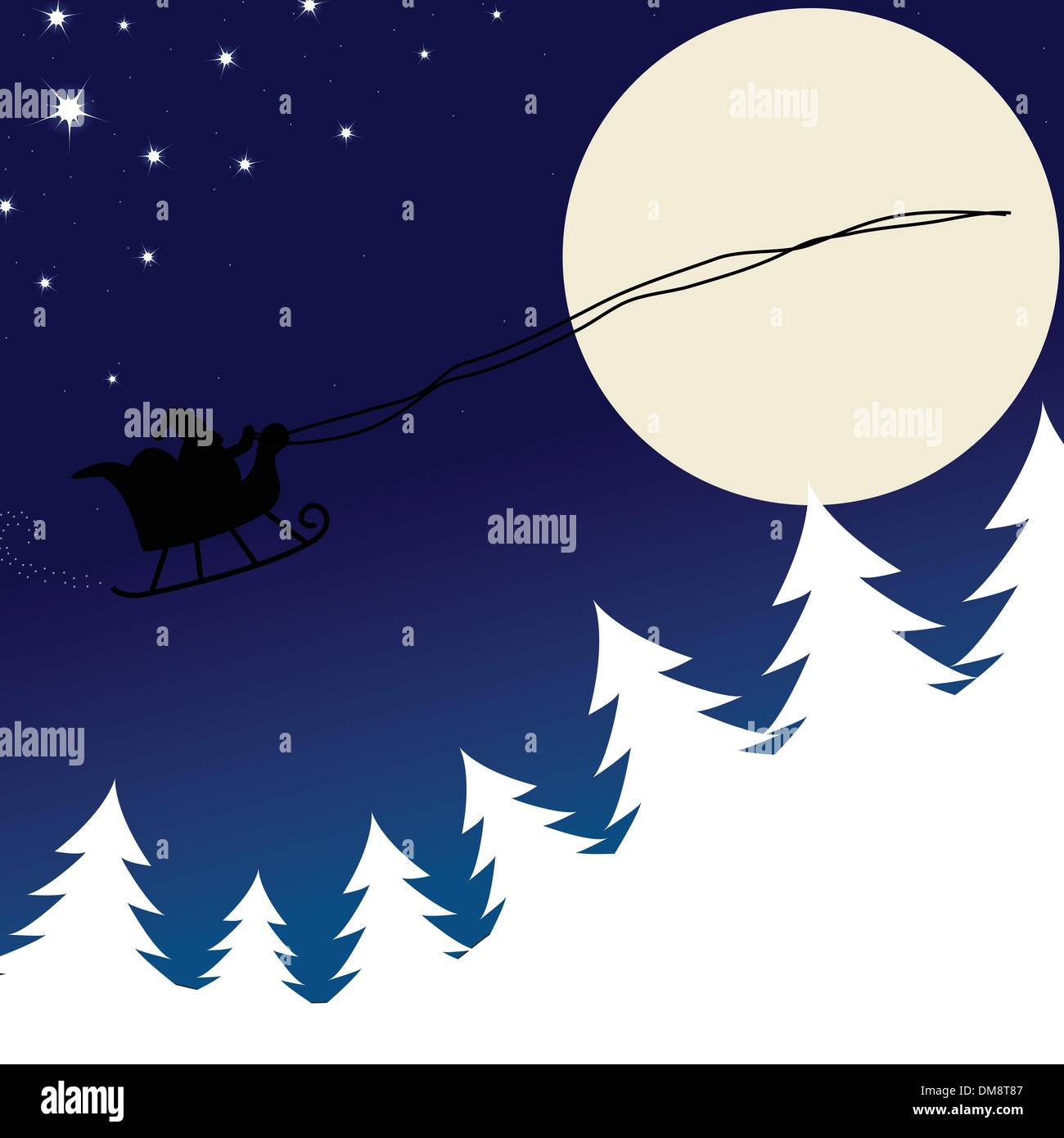 Santa sleigh silhouette stars Stock Vector Images - Alamy