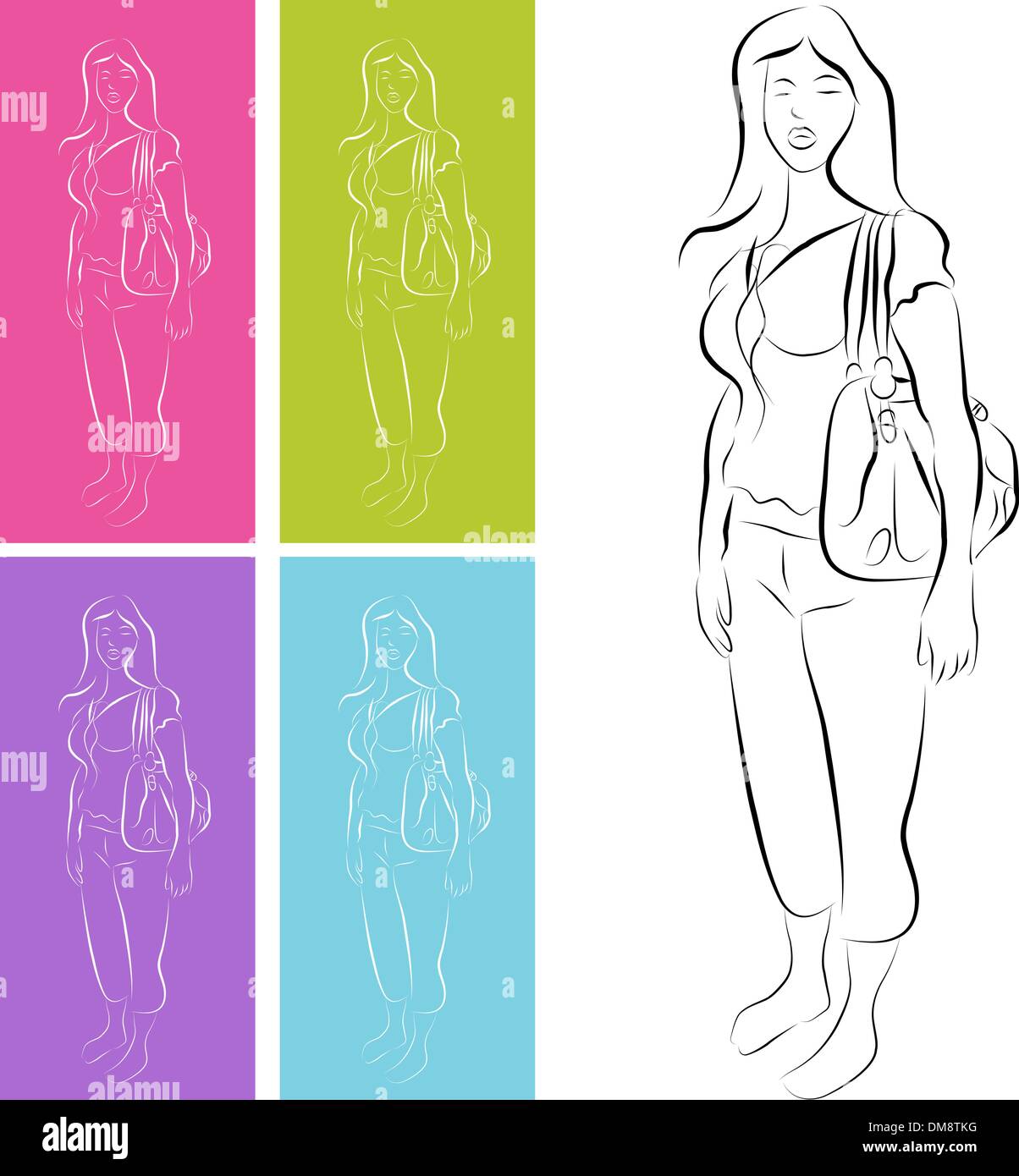 Drawing woman holding white Stock Vector Images - Alamy