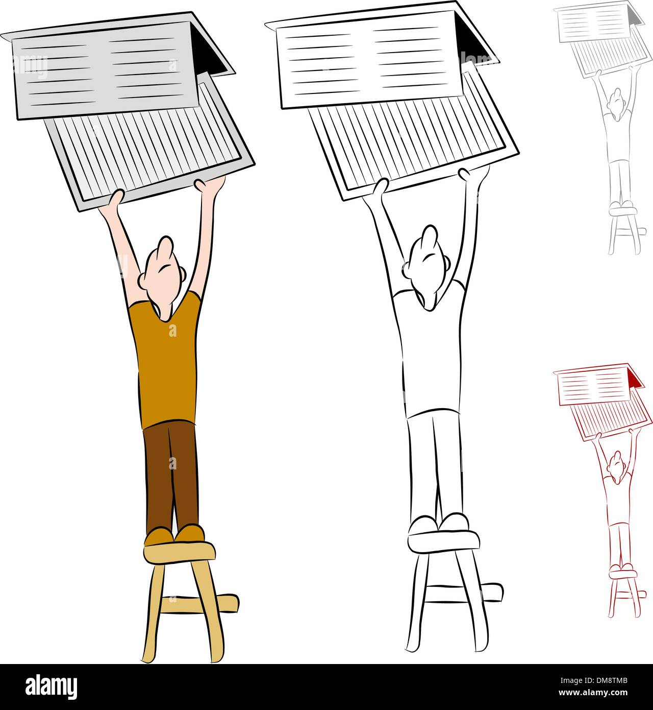 Man Changing Home Heat and Cooling Air Filter Stock Vector Image & Art ...