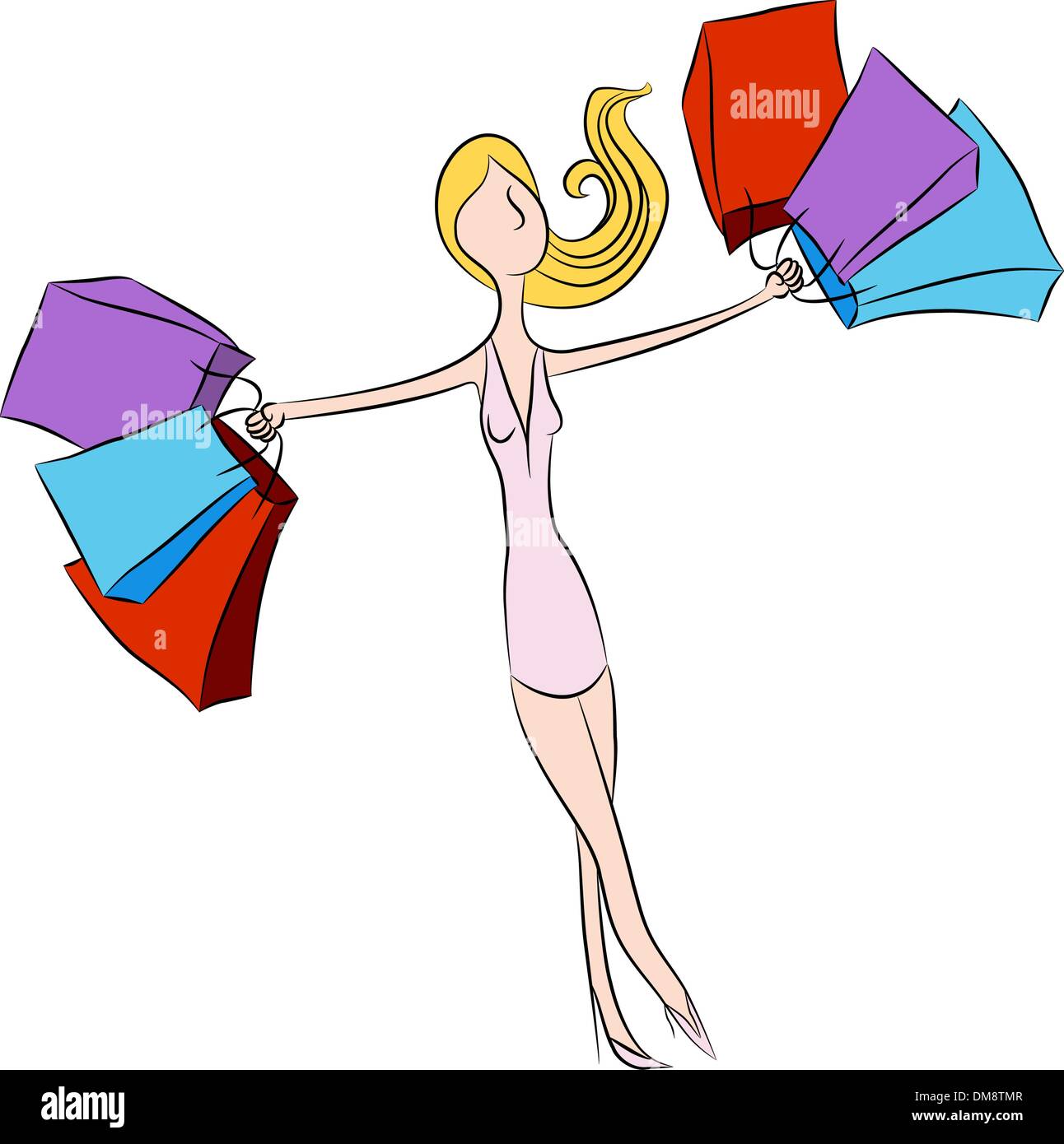 Happy girl bags holding Stock Vector Images - Alamy