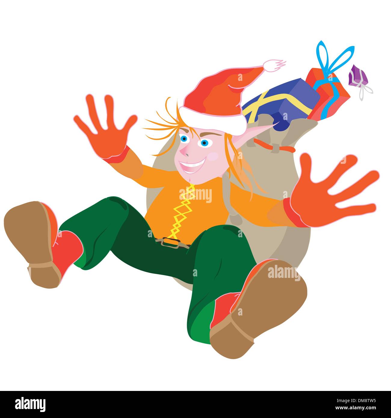 Christmas elf with gifts Stock Vector Image & Art - Alamy