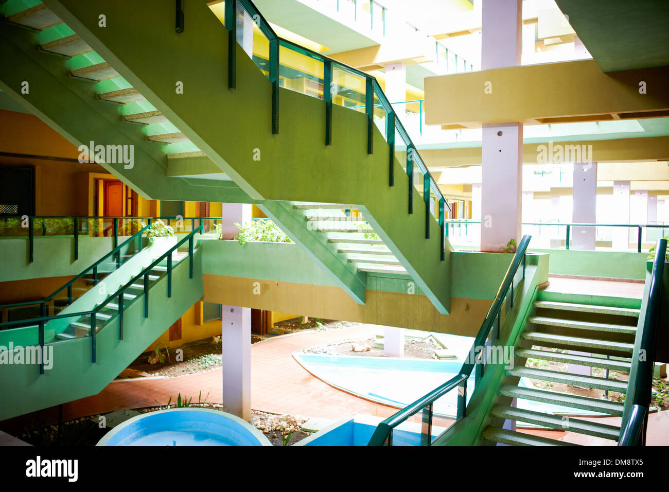 Colorful stairs in an apartment complex Stock Photo - Alamy