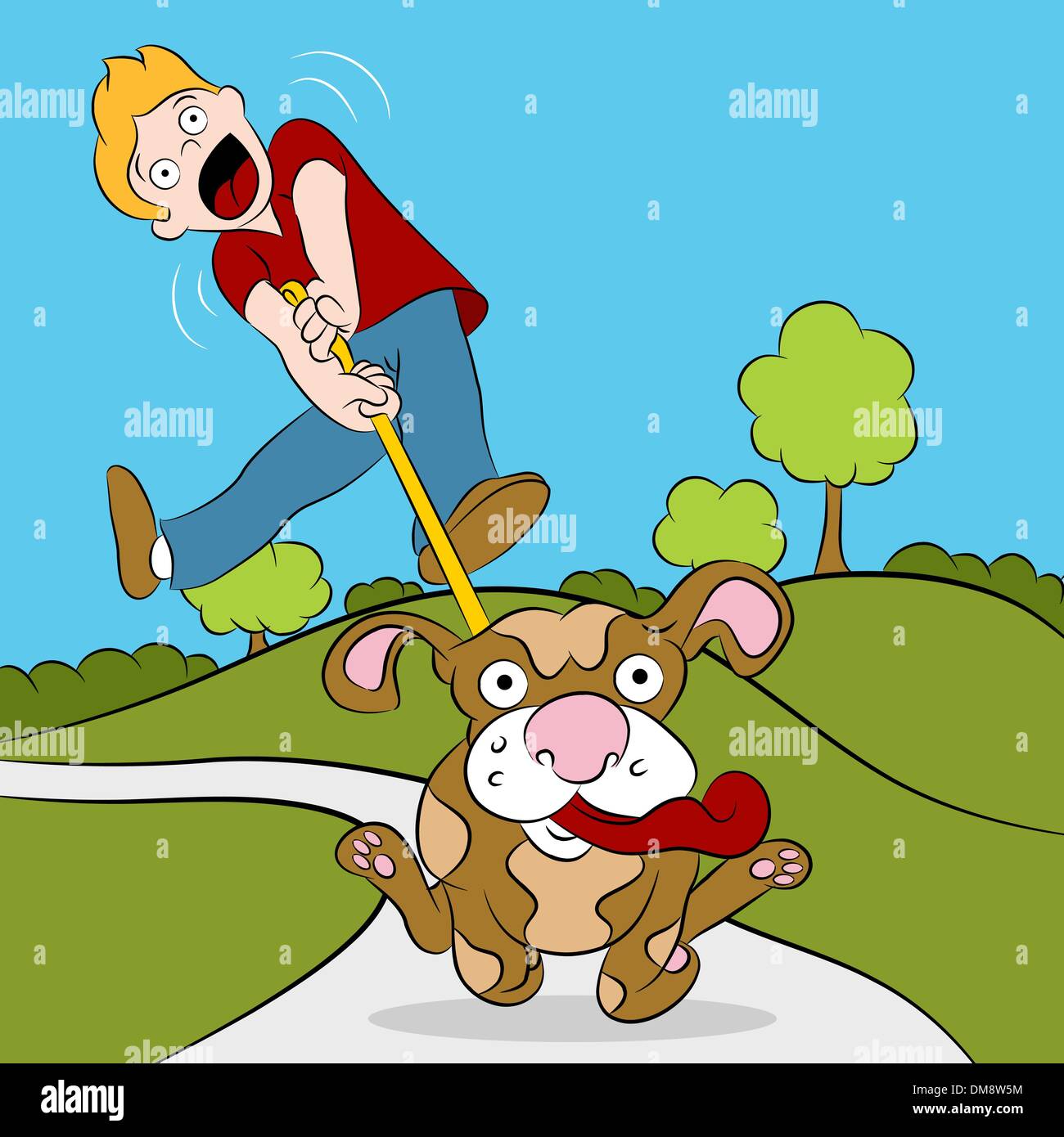 Man black dog walking Stock Vector Images - Alamy