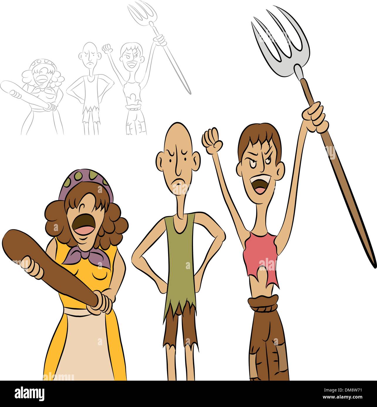 Angry mob drawing hi-res stock photography and images - Alamy