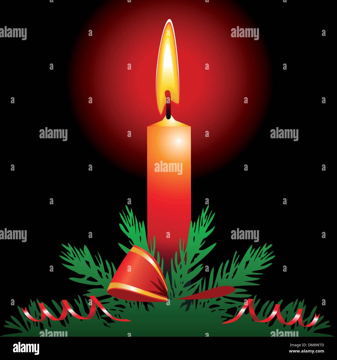 Christmas card red candle Stock Vector Images - Alamy