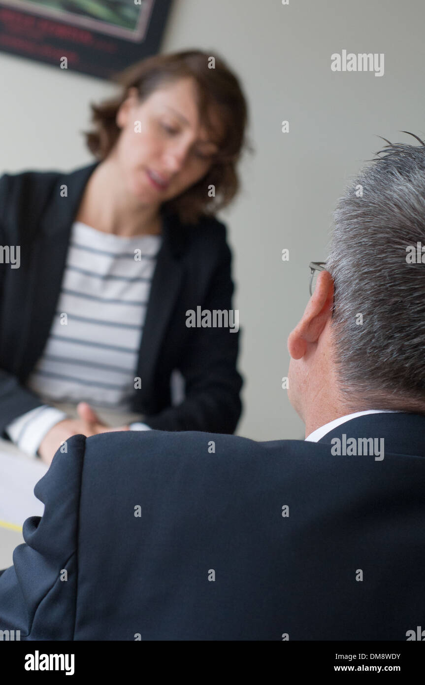 Interview stress woman hi-res stock photography and images - Alamy