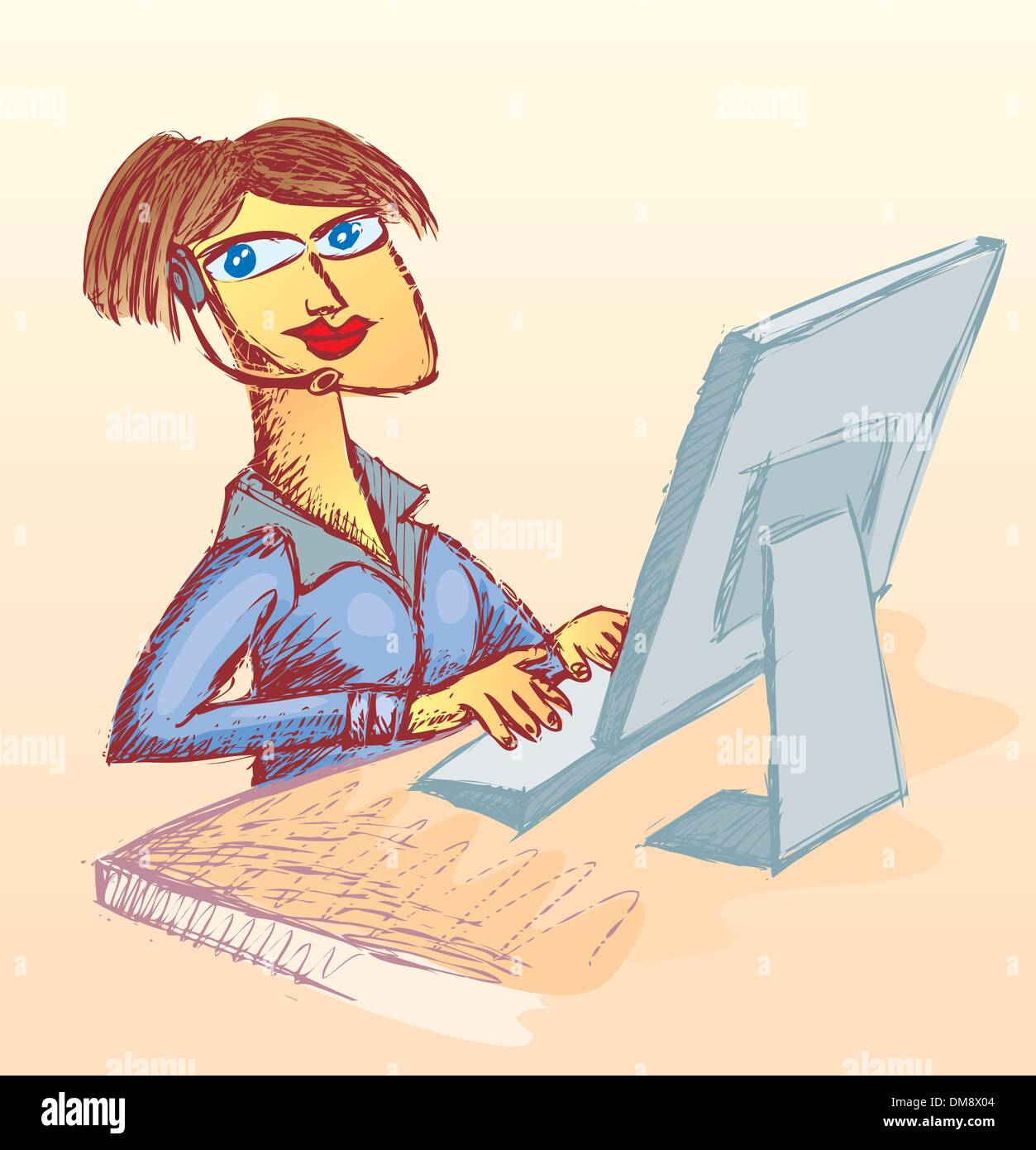 Business woman headset communication Stock Vector Images - Alamy