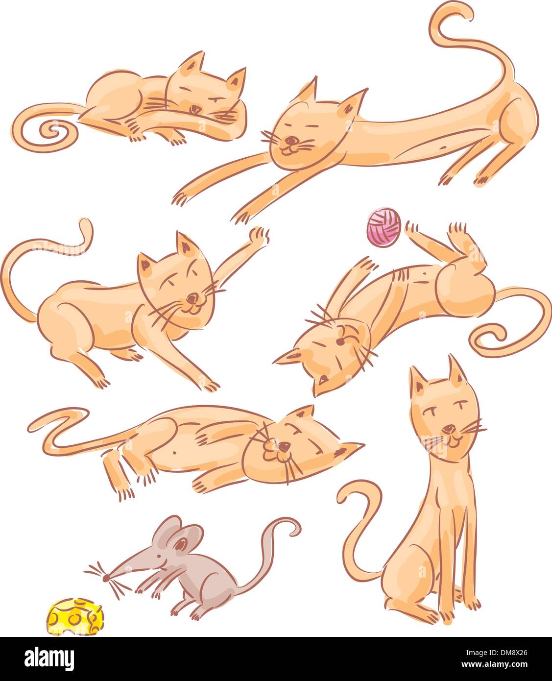 Six cats and one mouse Stock Vector Image & Art - Alamy