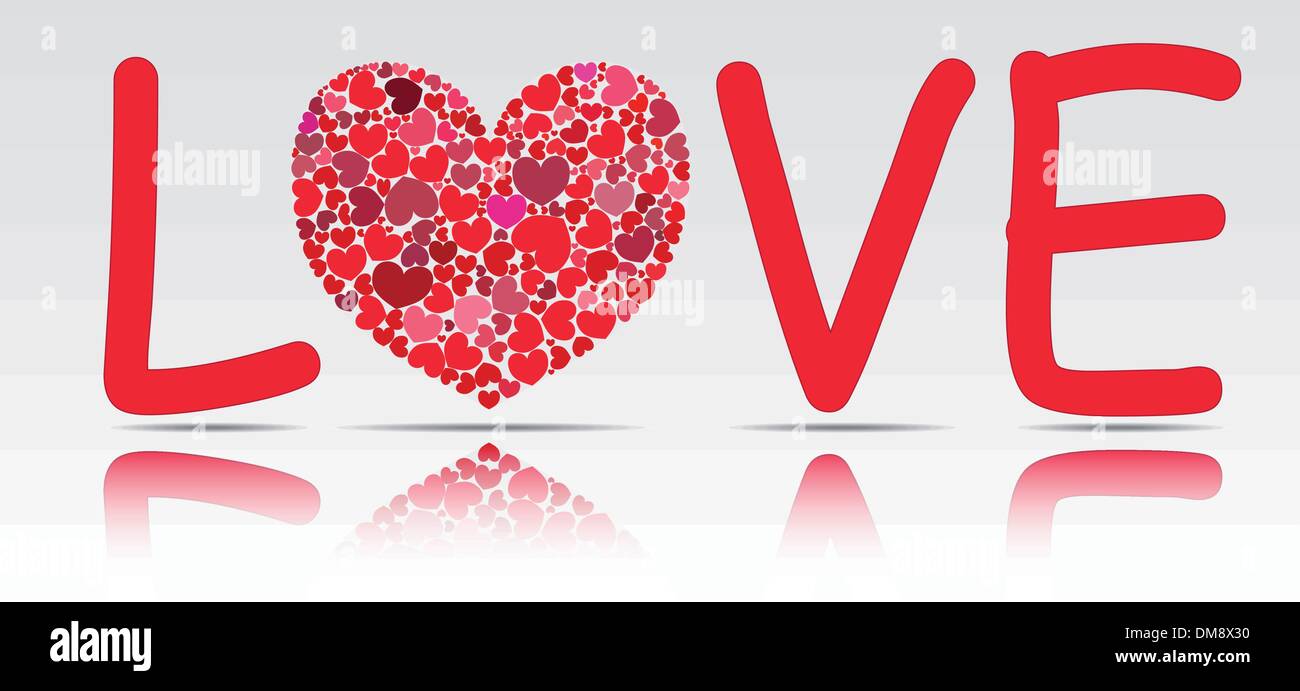 Word "love" with a heart of glass instead of O Stock Vector Image & Art ...