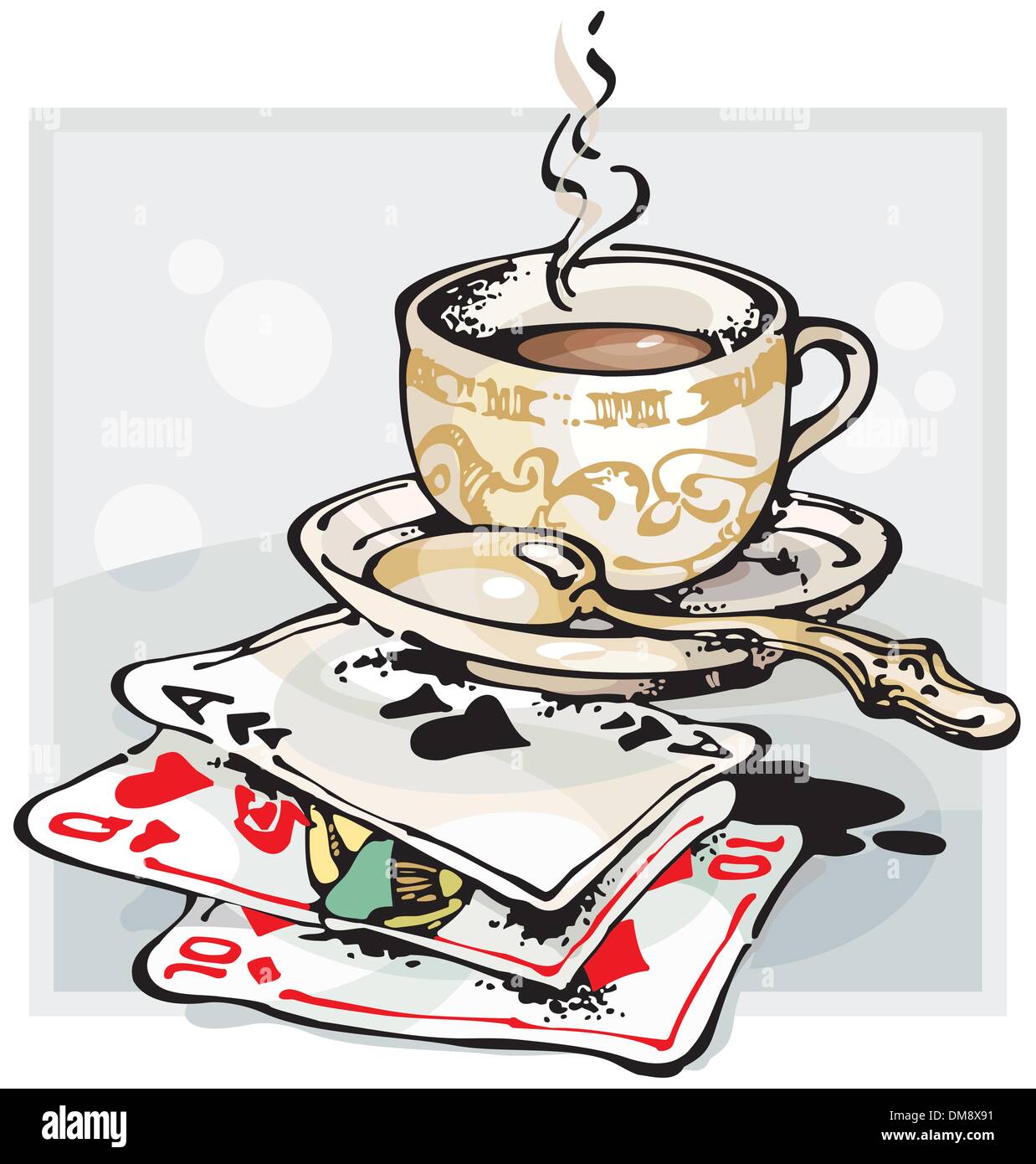 Cup of Coffee and Playing Cards Stock Vector Image & Art - Alamy