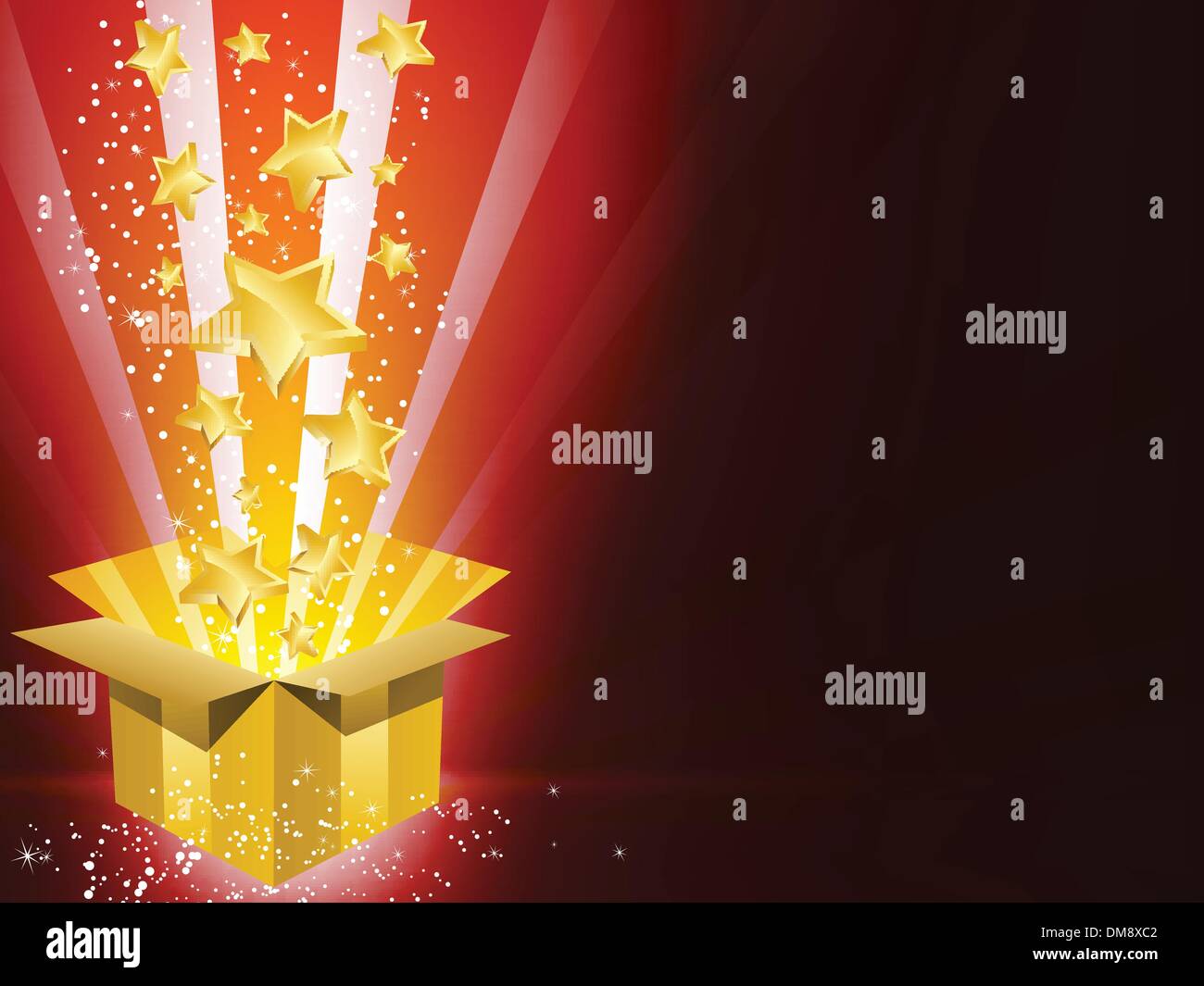 Christmas Golden Gift Box with Stars Stock Vector Image & Art - Alamy