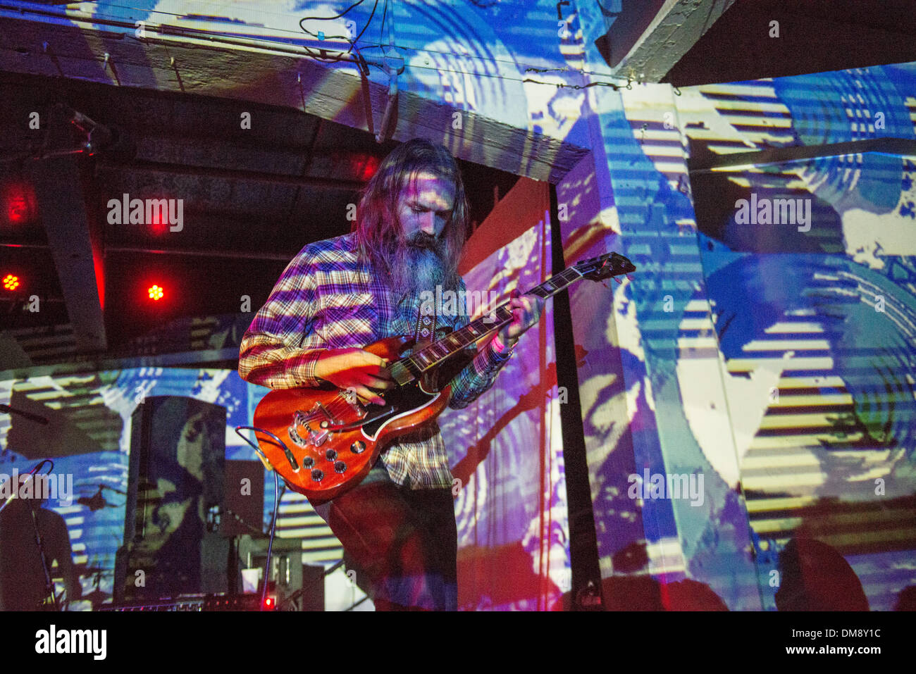 Glasgow, UK. 12th Dec, 2013. Ripley Johnson of Wooden Shjips performs ...