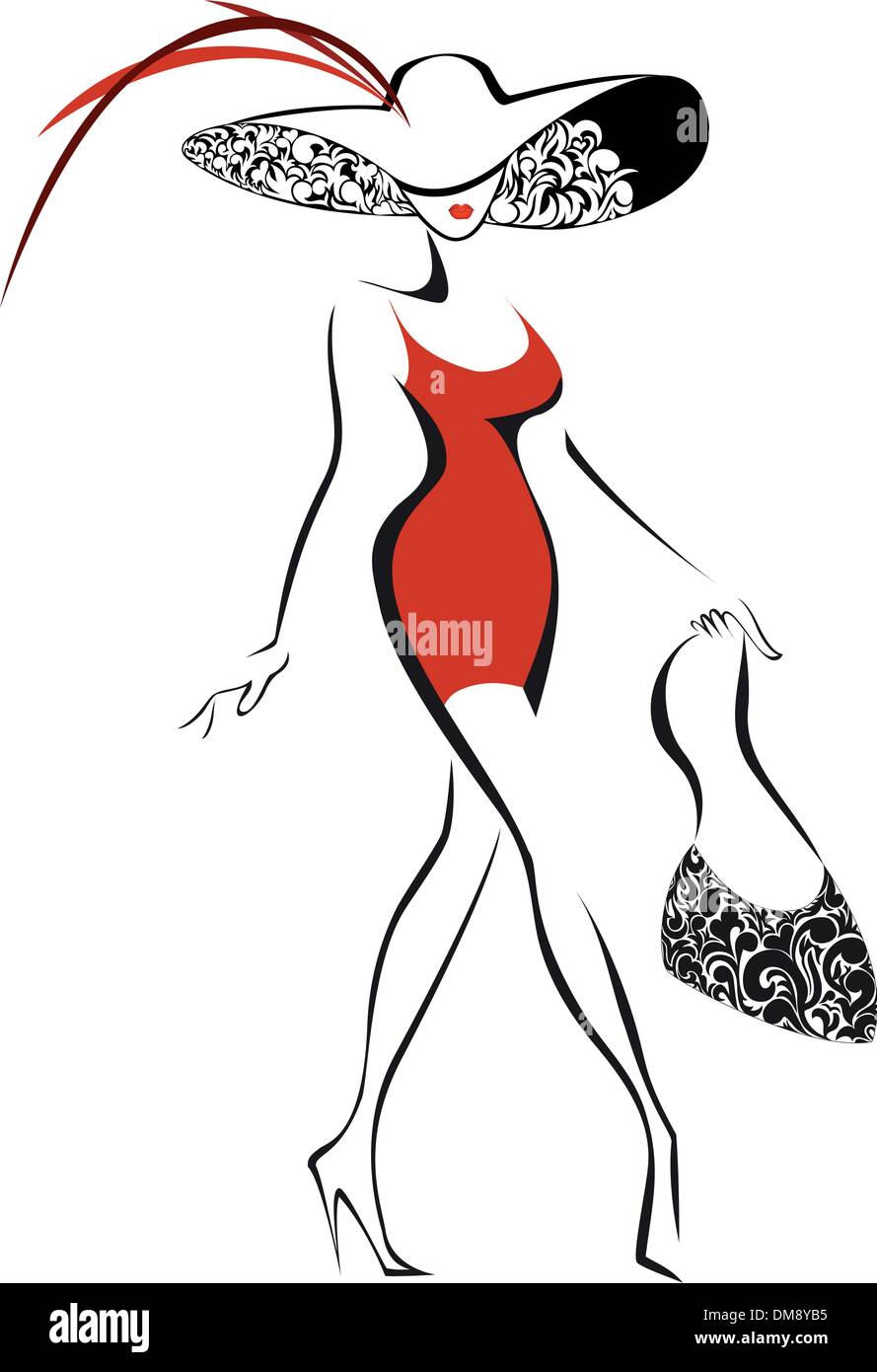 Drawing woman wearing elegant Stock Vector Images - Alamy