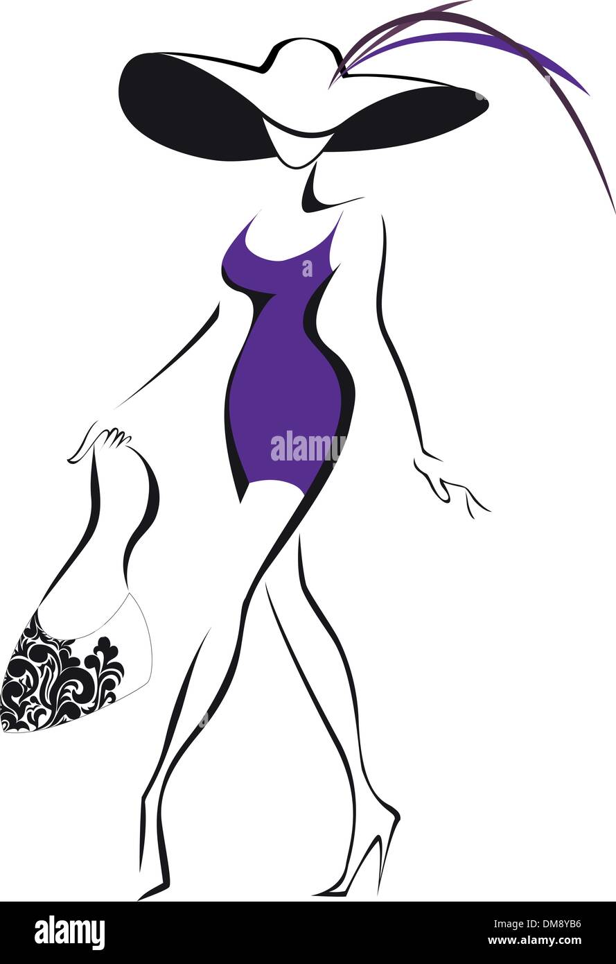 Drawing woman wearing elegant Stock Vector Images - Alamy