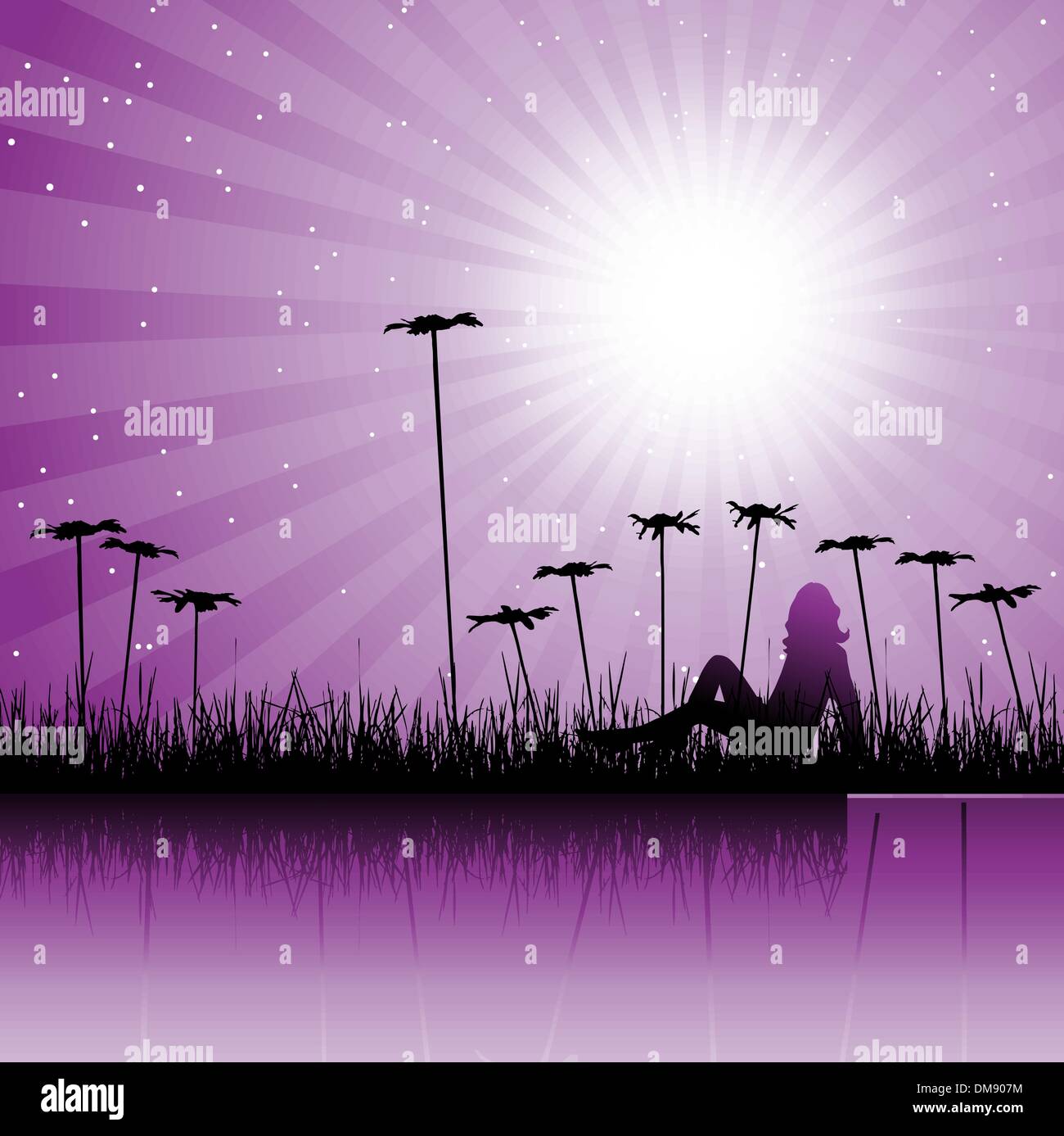 Daisy flower on field Stock Vector Images - Alamy