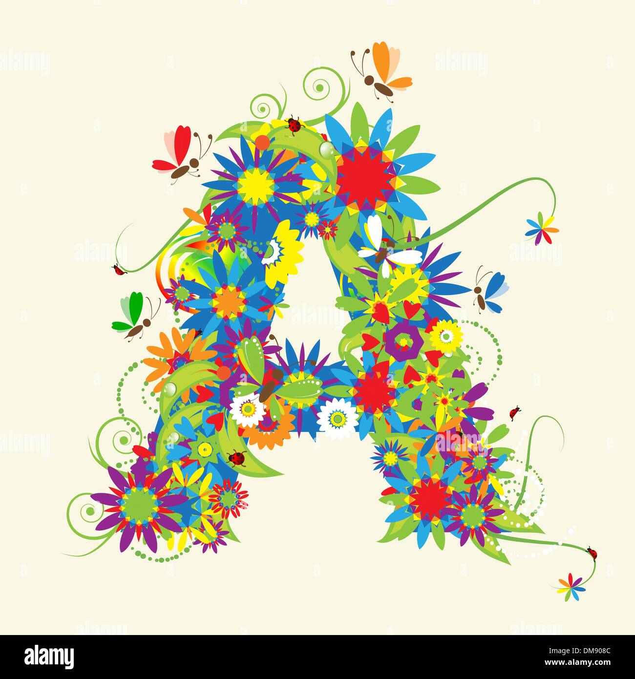 Letter A, floral design. See also letters in my gallery Stock Vector ...