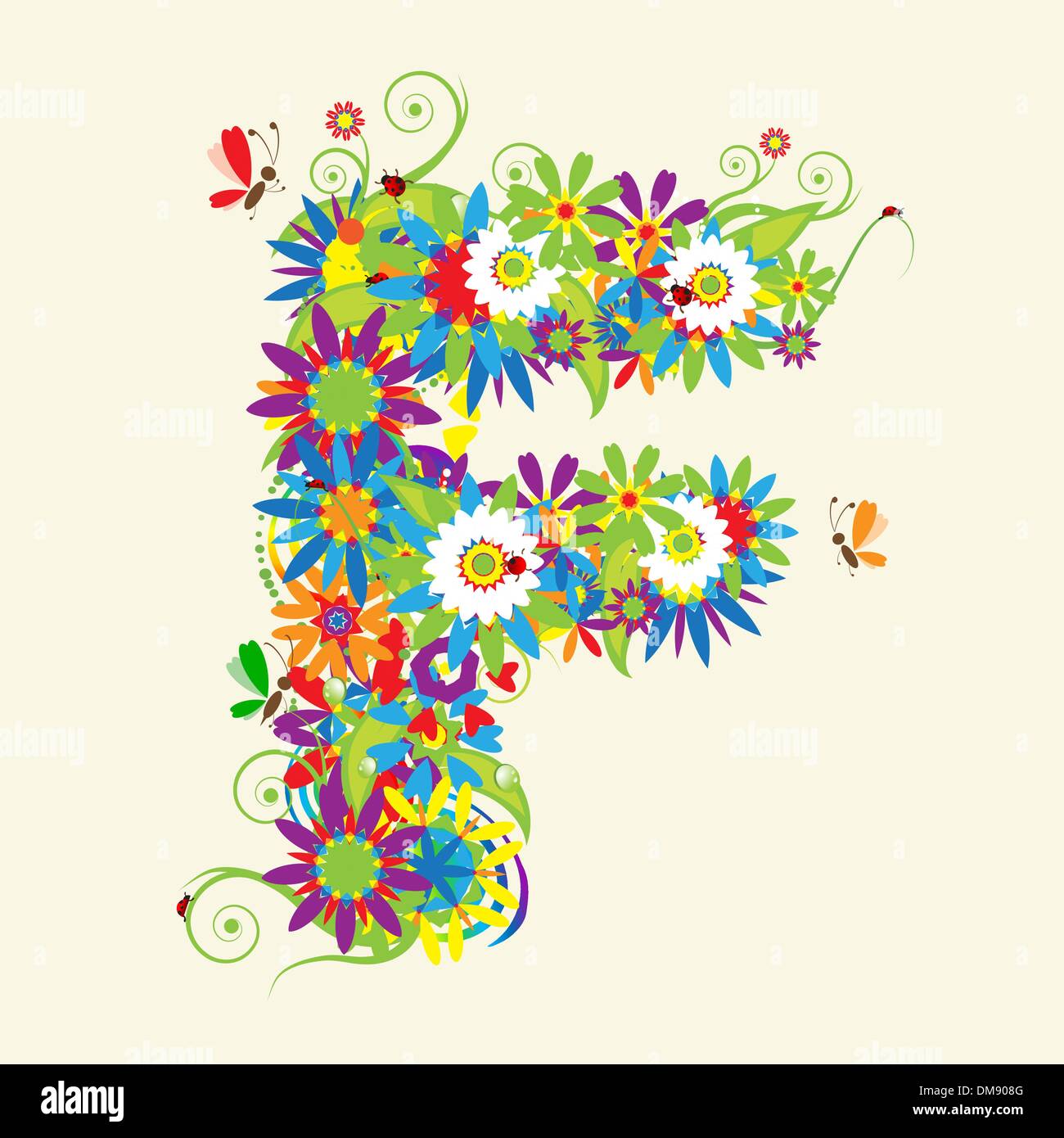 Letter F, floral design. See also letters in my gallery Stock Vector ...