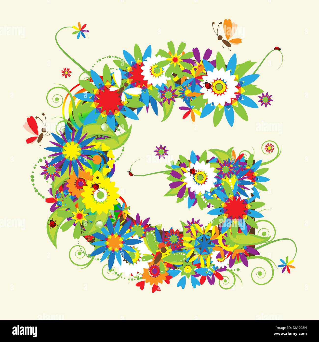 Letter G, floral design. See also letters in my gallery Stock Vector ...
