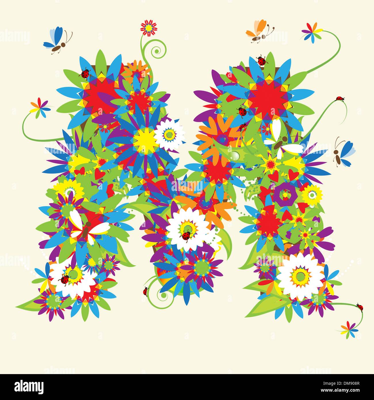 Pattern floral letter m hi-res stock photography and images - Alamy