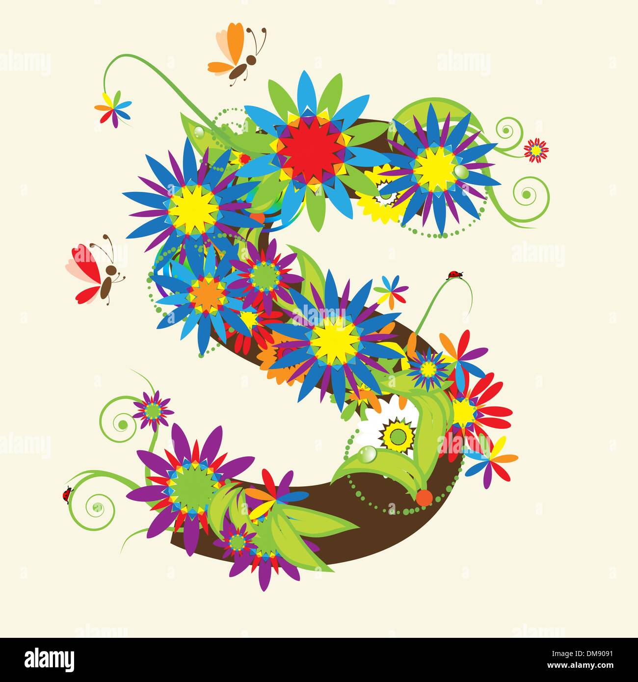Letter S, floral design. See also letters in my gallery Stock Vector ...