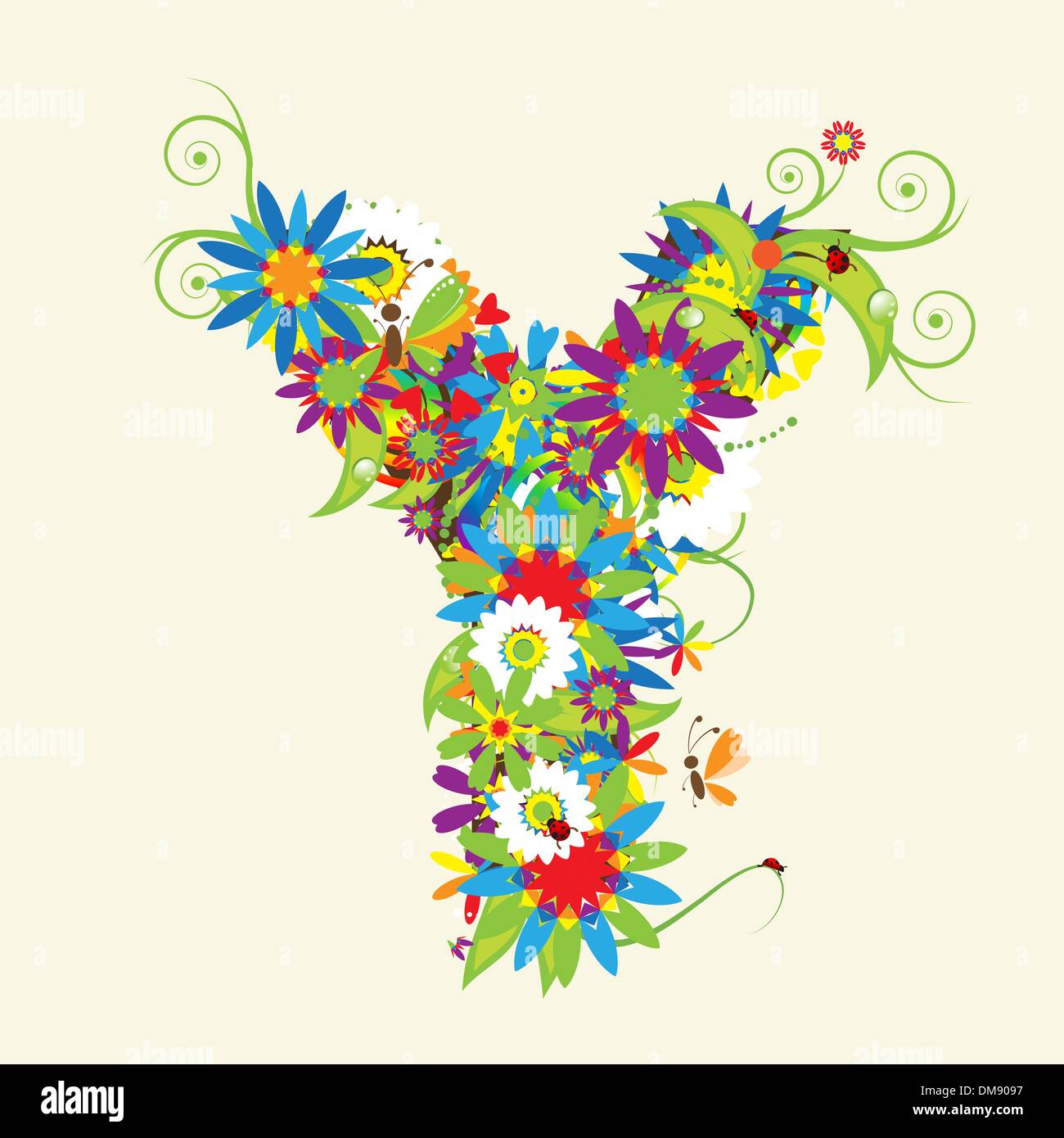 Letter Y, floral design. See also letters in my gallery Stock Vector ...