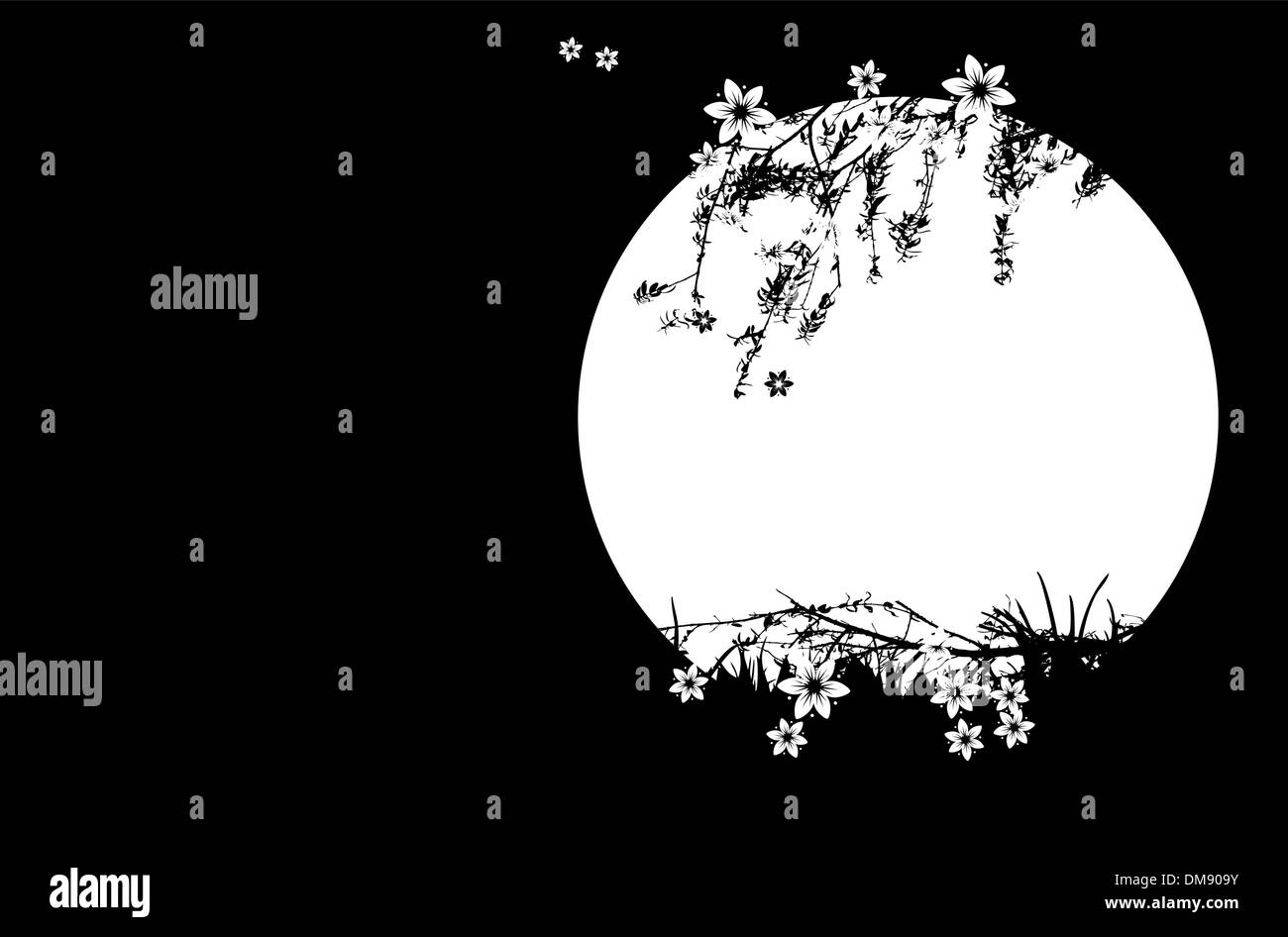 Spring art floral border Black and White Stock Photos & Images - Alamy