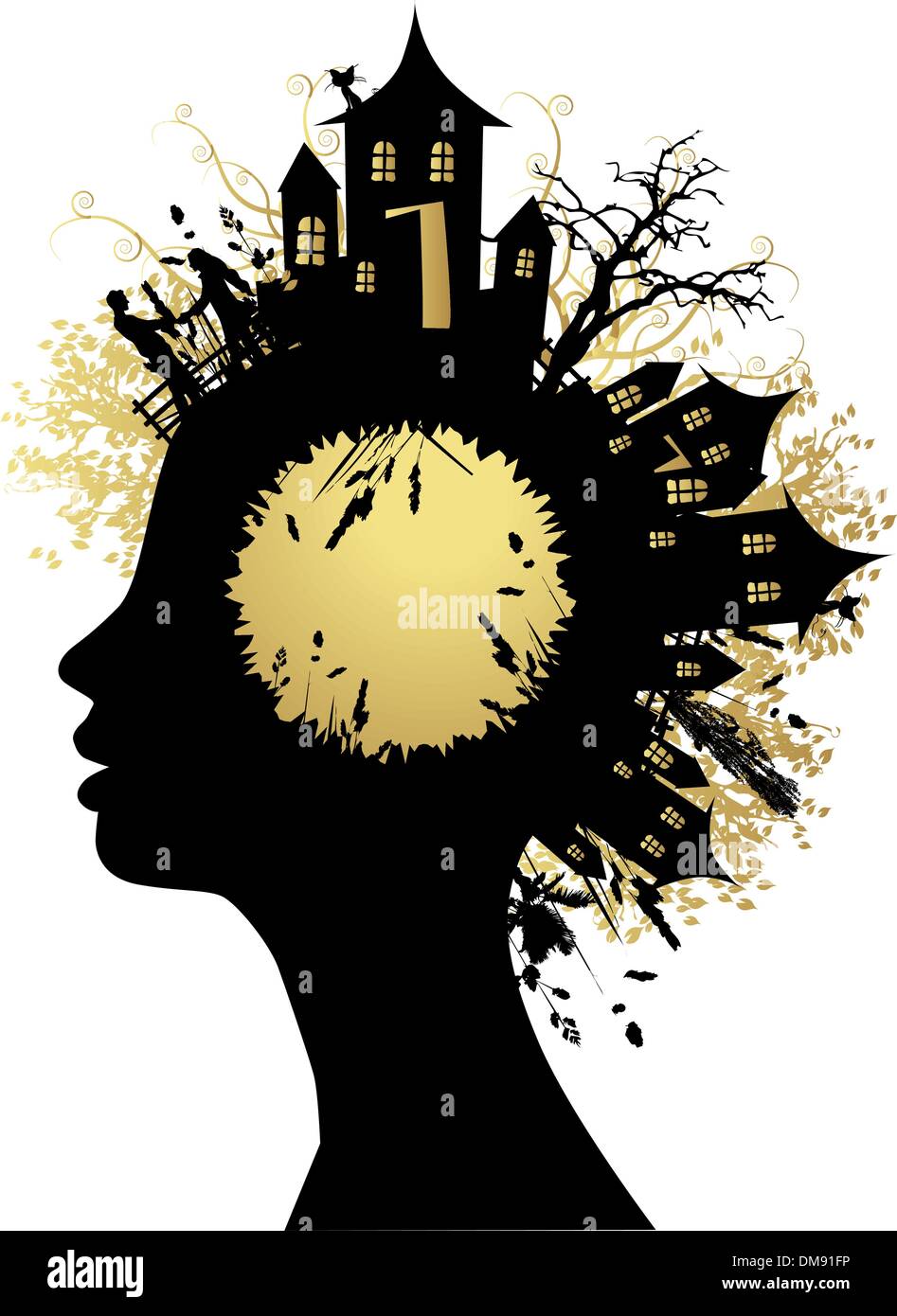 Symbol house silhouette woman Stock Vector Images - Alamy