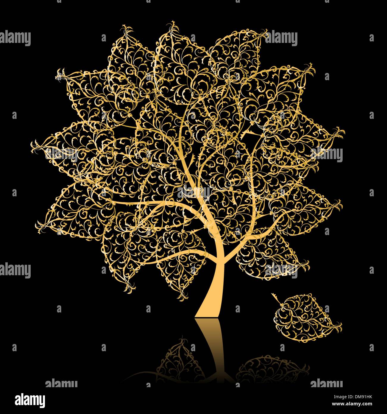 Golden tree Stock Vector Images - Alamy