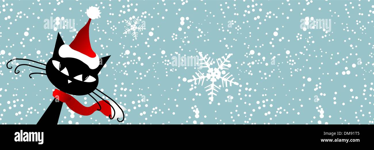 Christmas black cat cartoon Stock Vector Images - Alamy