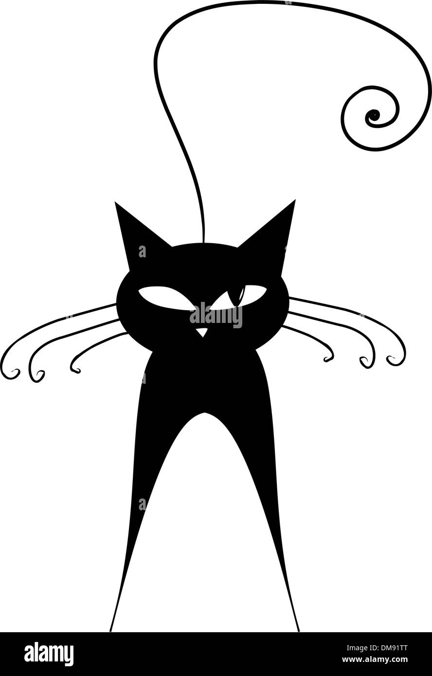 Simple Black Cat Tattoo Design