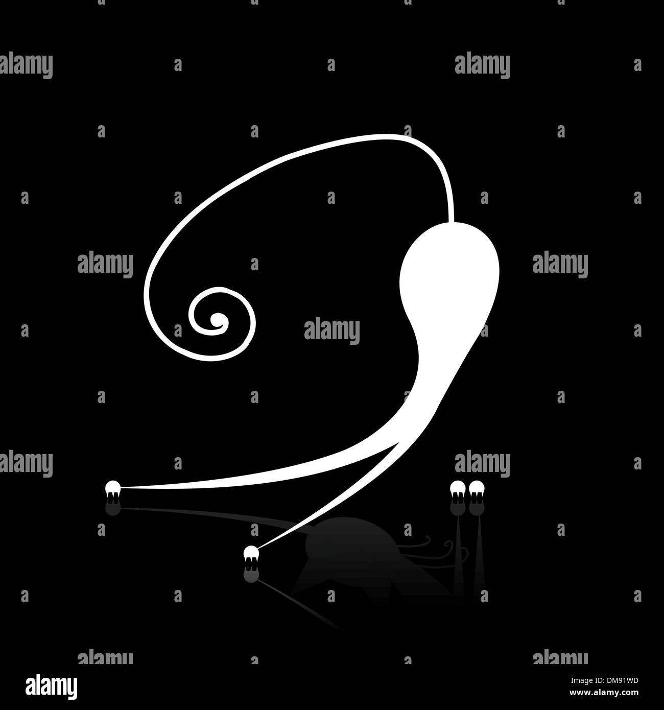 Black white cat on Stock Vector Images - Alamy