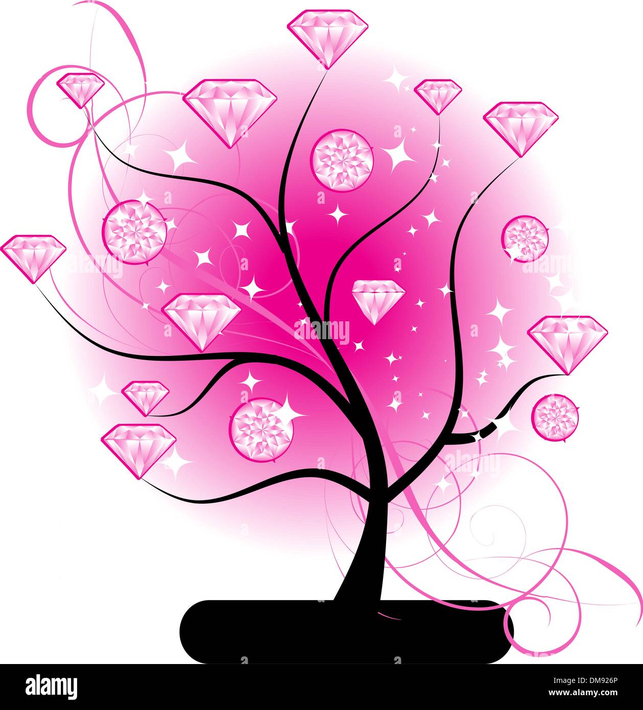 Art tree with diamonds pink for your design Stock Vector Image & Art ...