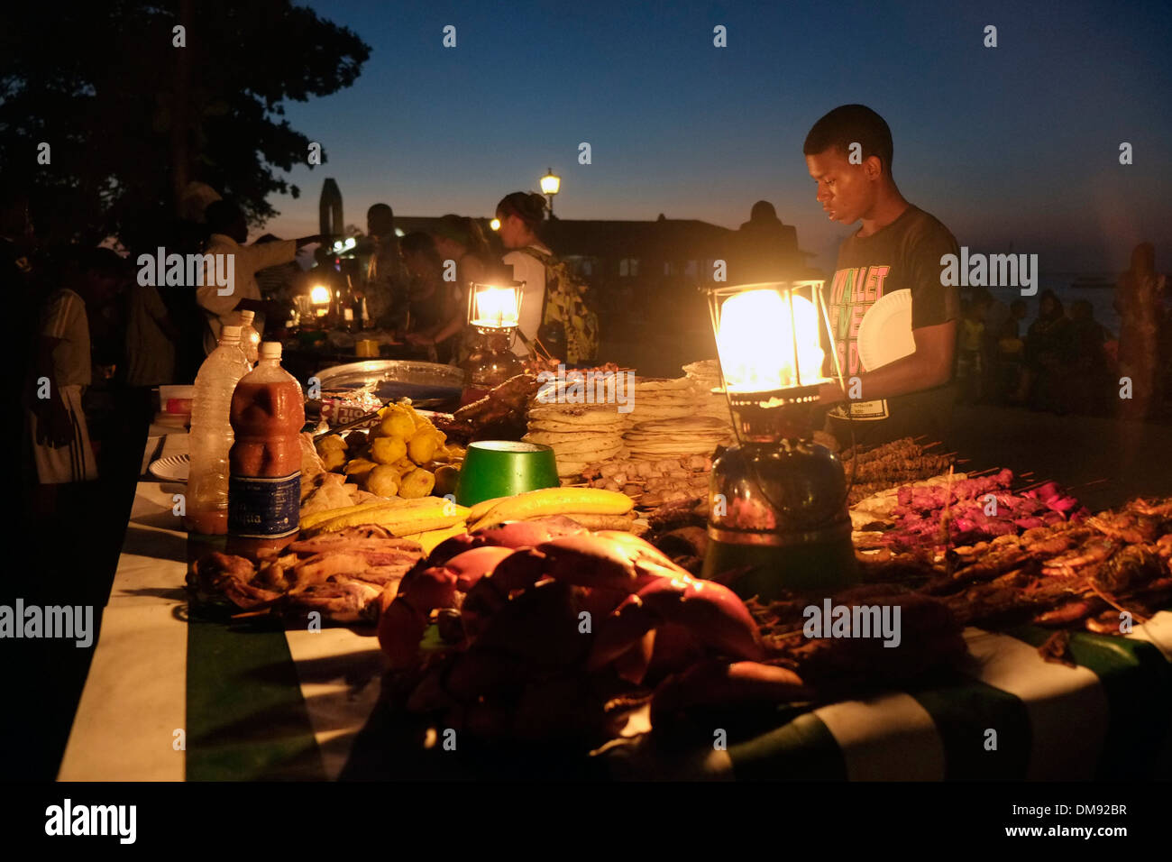 Night food market at the Forodhani gardens in Stone Town also known as ...