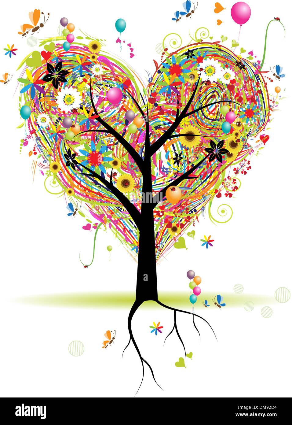 Happy holiday, heart shape tree with balloons Stock Vector Image & Art ...