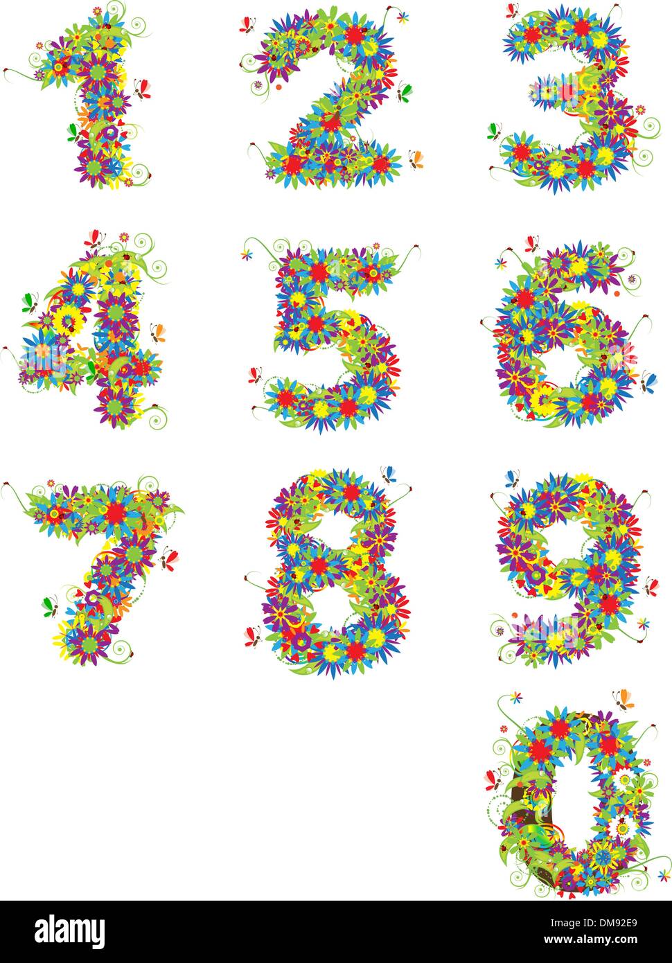 Numbers, floral design. See also numbers in my gallery Stock Vector ...