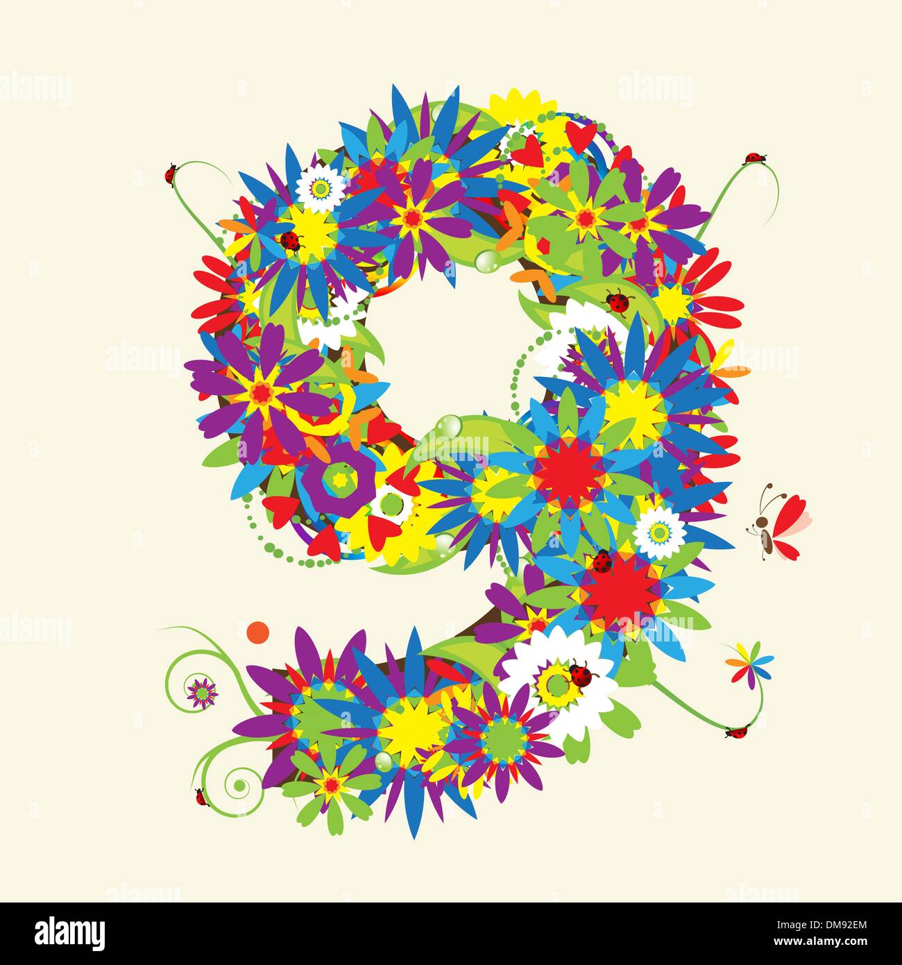 Numbers, floral design. See also numbers in my gallery Stock Vector ...