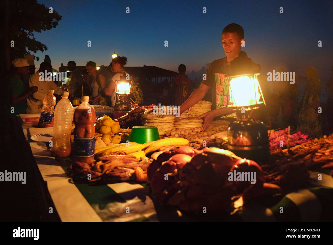 Night food market at the Forodhani gardens in Stone Town also known as ...