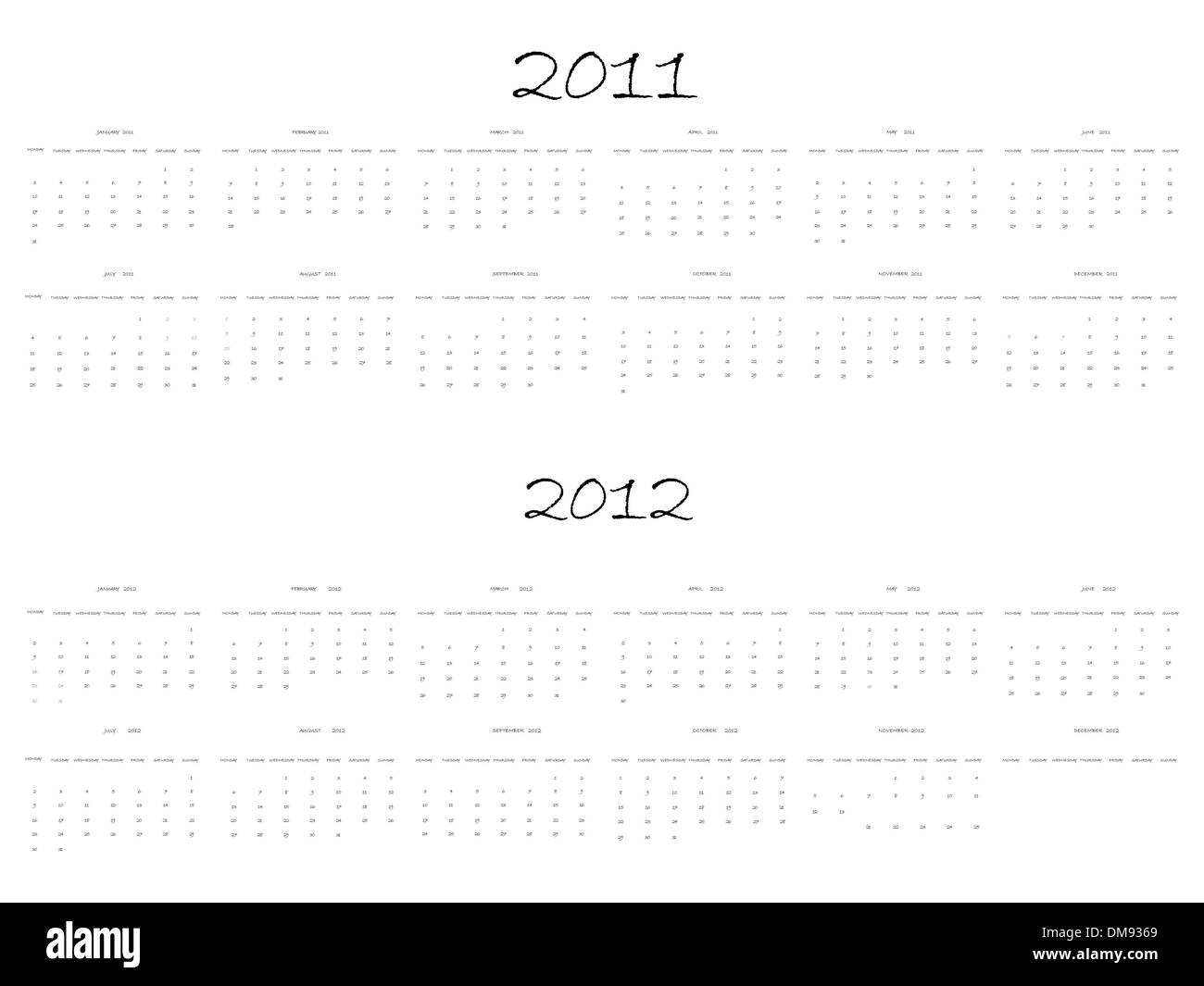 Calendar 2011 Black and White Stock Photos & Images - Alamy